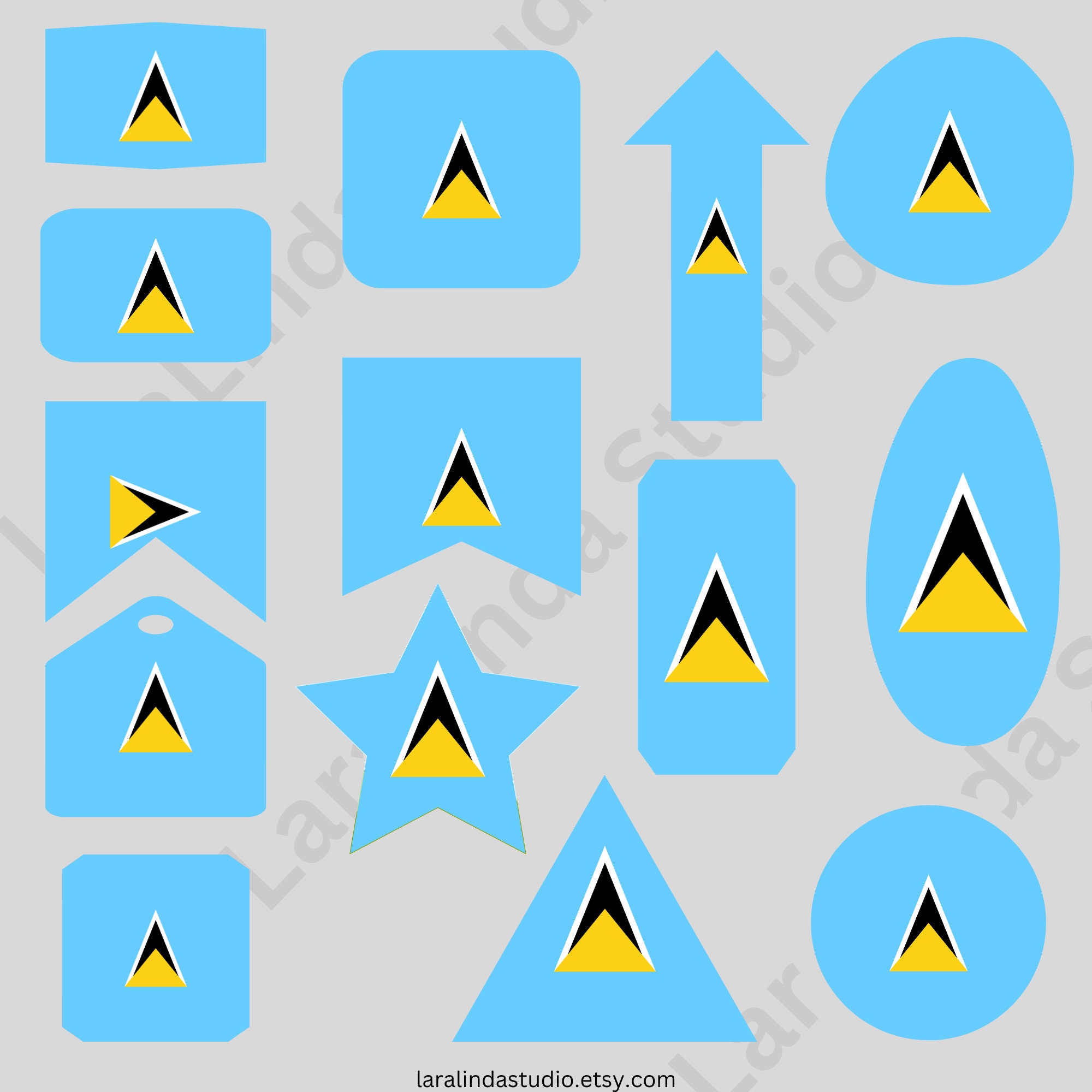 Saint Lucia Flag Bundle 77 SVG & PNG Printable Files for Ready to Use ...