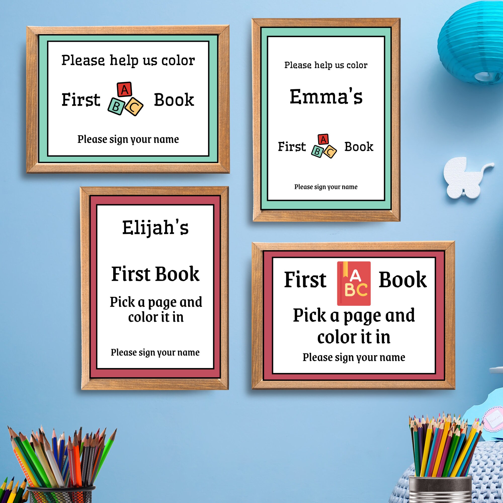 Baby Shower Coloring Book Baby's First ABC Book Gift Animal Coloring ...