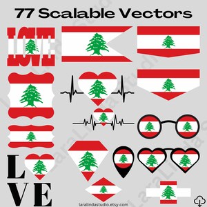 Lebanon Flag Bundle 77 SVG & 77 PNG Printable Files for Ready to Use ...