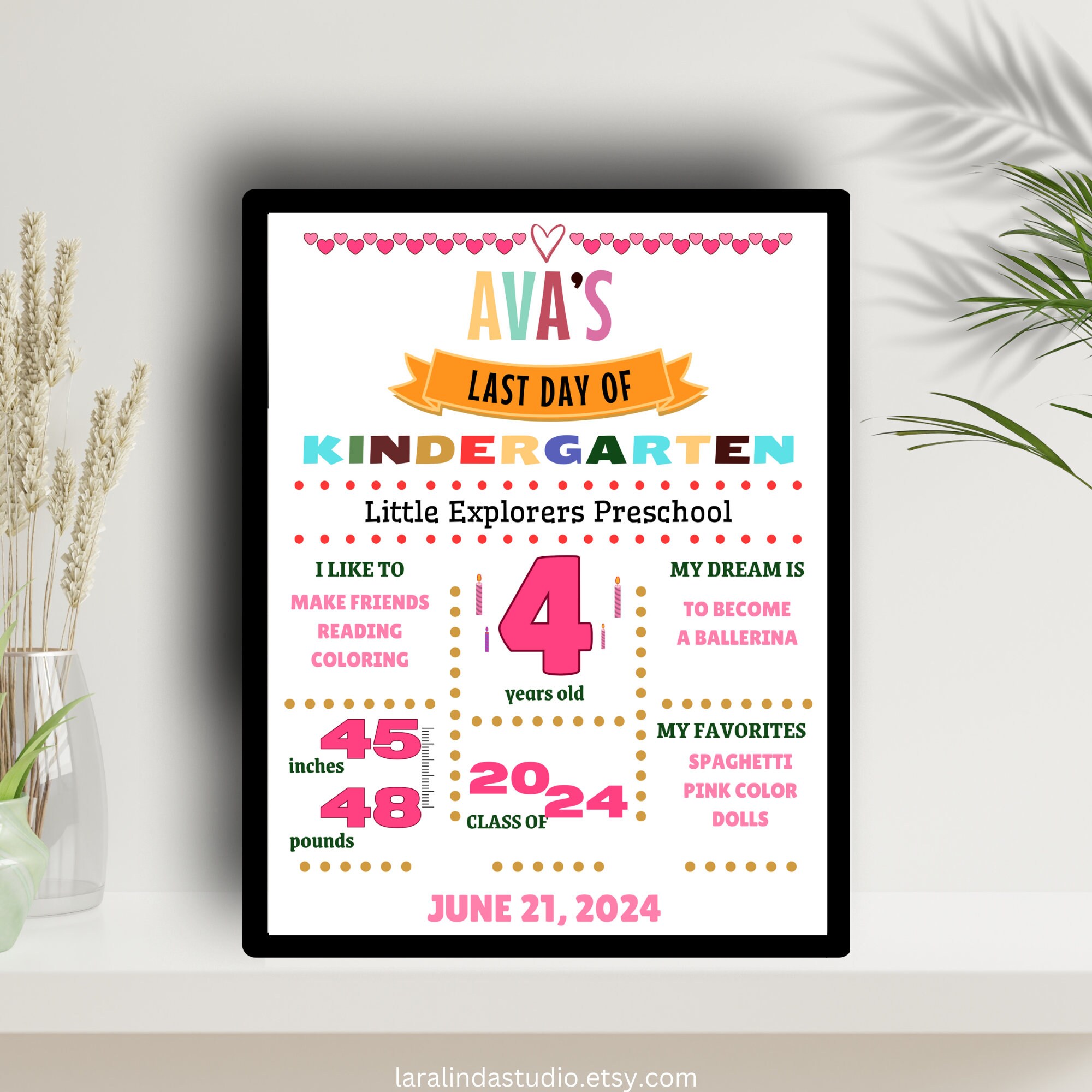 First Day of School & Last Day of School Digital Customized Signs 2024 ...