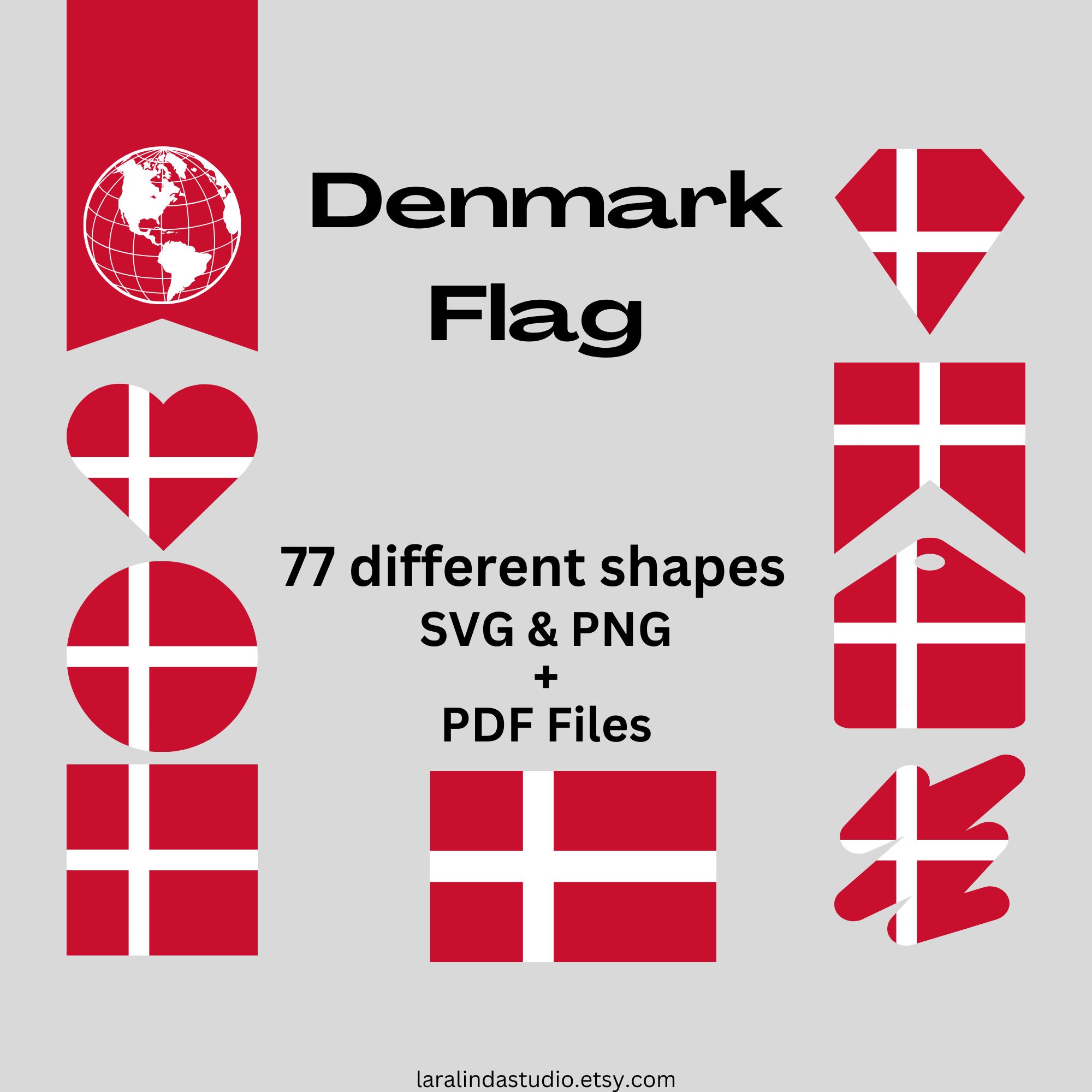 Denmark Flag Bundle 77 SVG & PNG Printable Files for Ready to Use ...