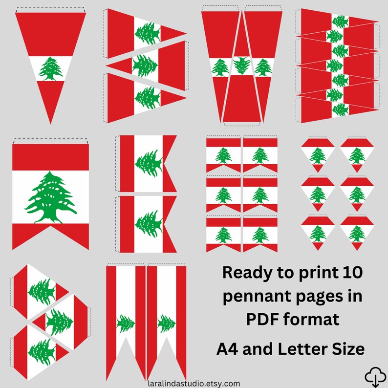 Lebanon Flag Bundle 77 SVG & 77 PNG Printable Files for Ready to Use ...