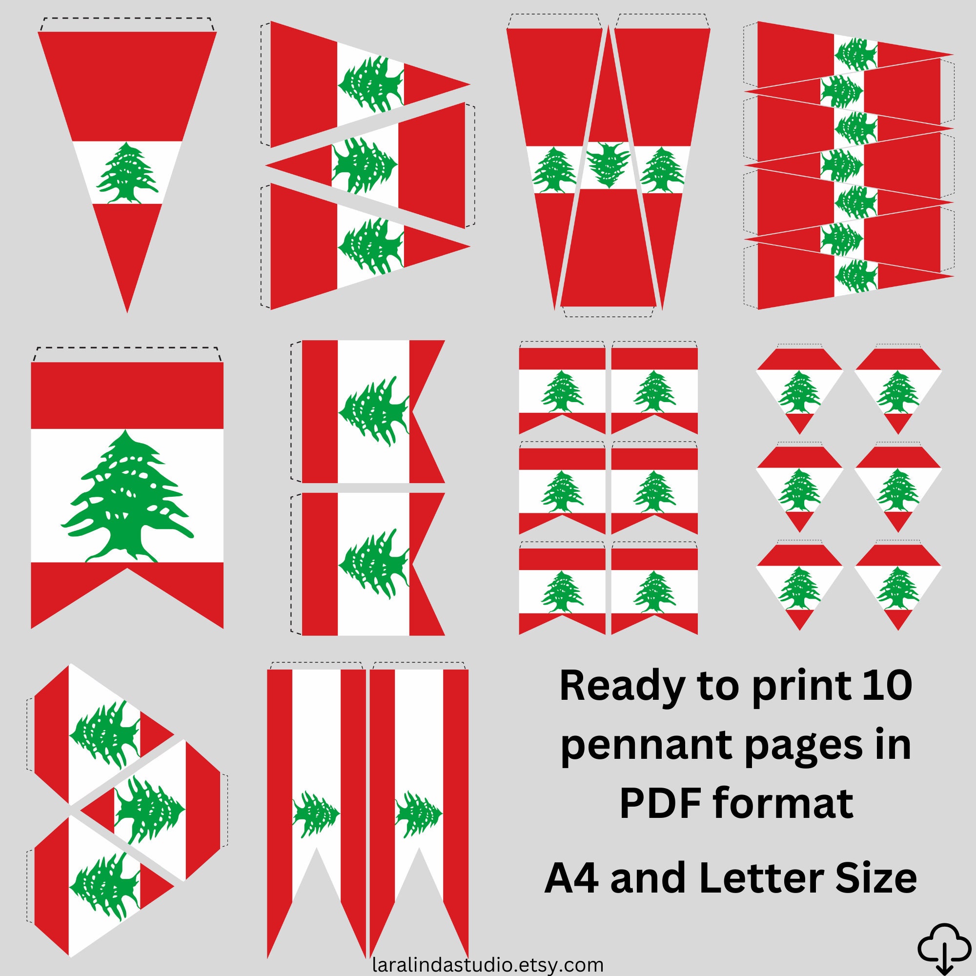 Lebanon Flag Bundle 77 SVG & 77 PNG Printable Files for Ready to Use ...