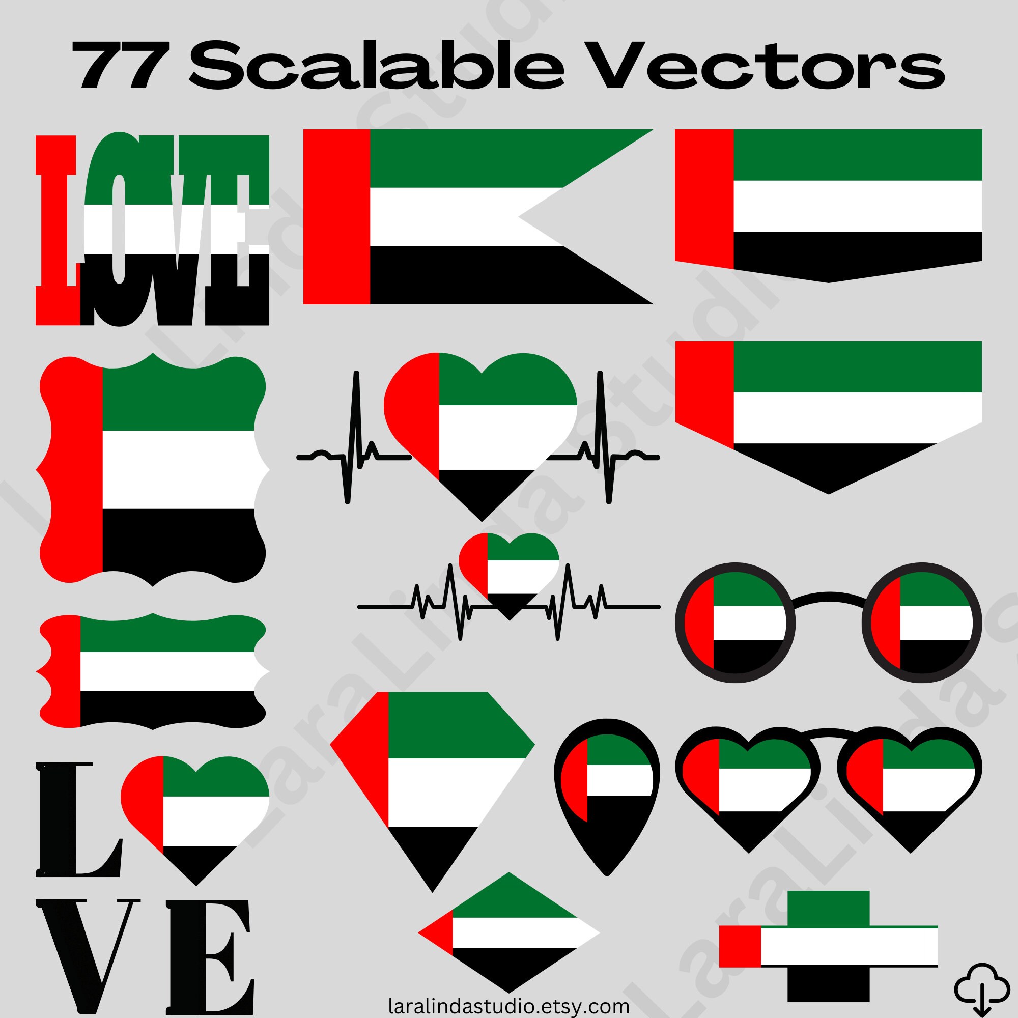 United Arab Emirates Flag Bundle 77 SVG & 77 PNG Printable Files for ...