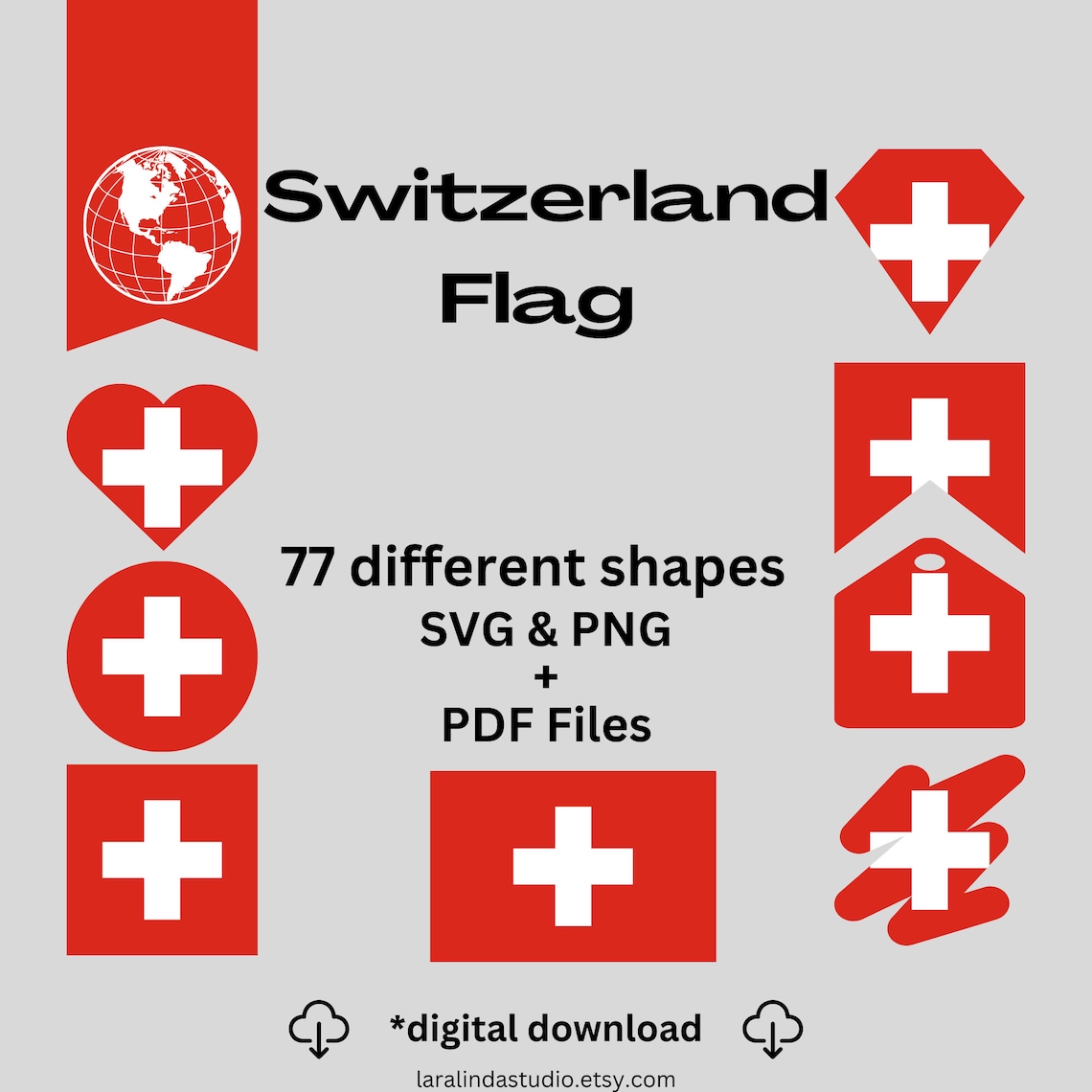 Switzerland Flag Bundle 77 SVG & PNG Printable Files for Ready to Use ...