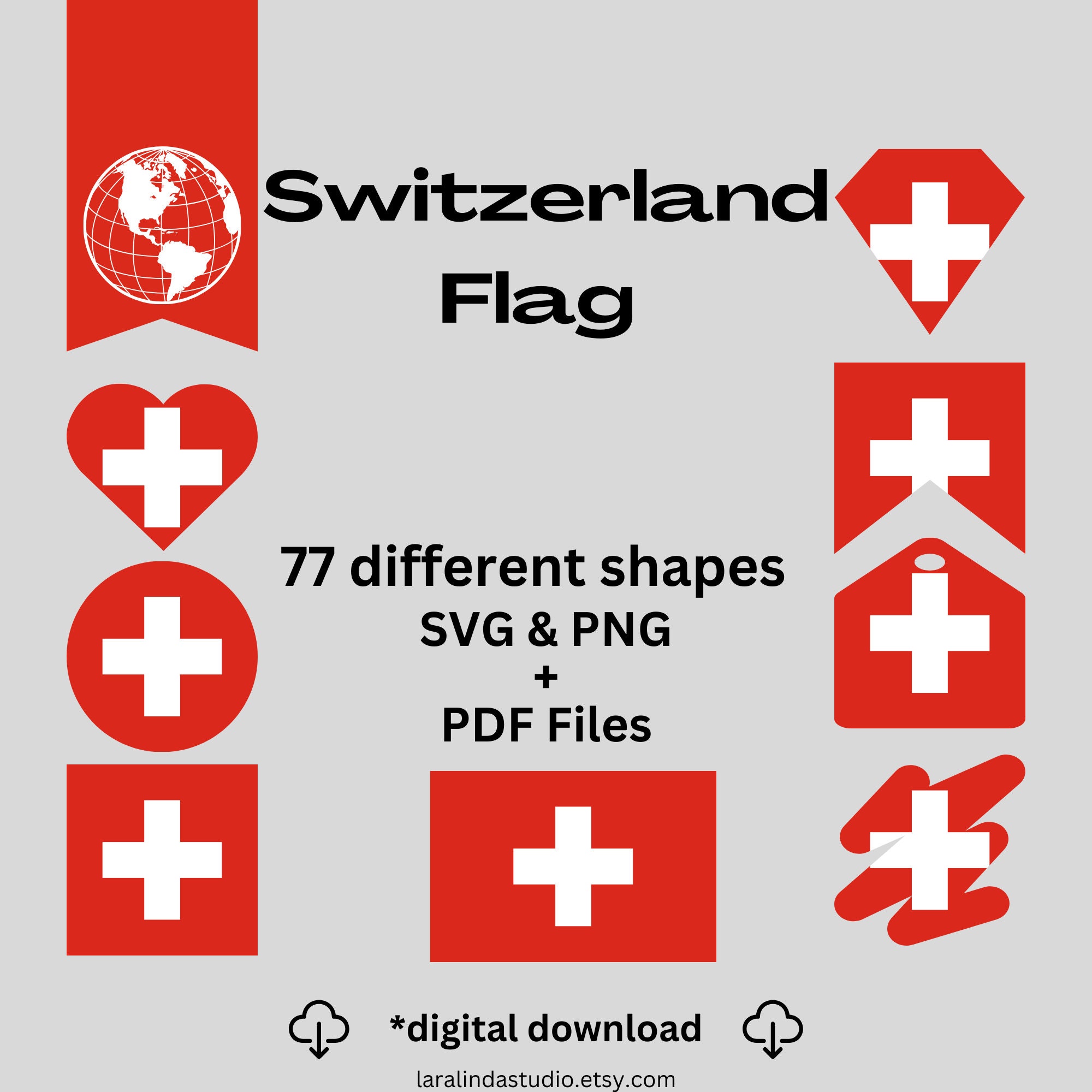 Switzerland Flag Bundle 77 SVG & PNG Printable Files for Ready to Use ...
