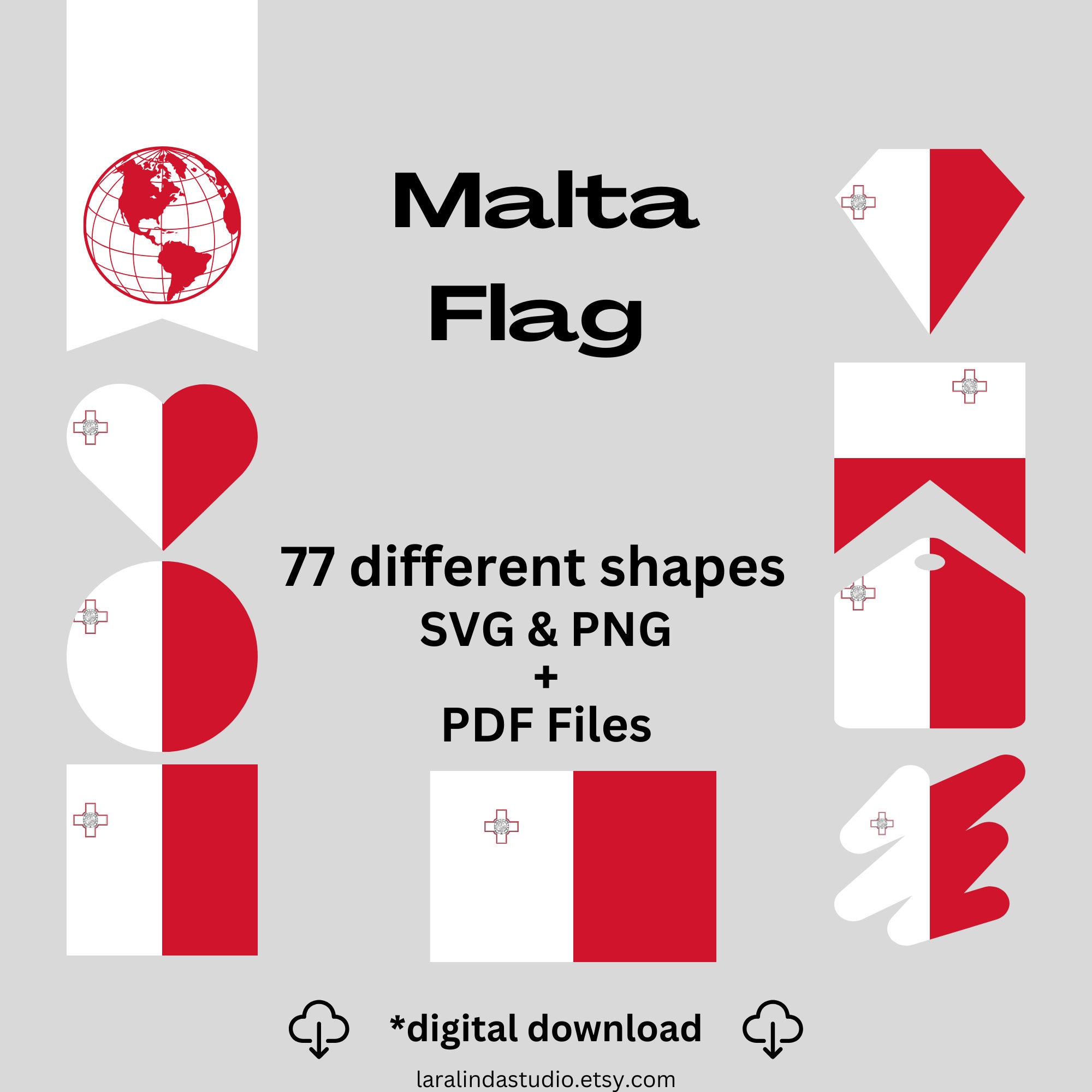 Malta Flag Bundle 77 SVG & PNG Printable Files for Ready to Use Designs ...
