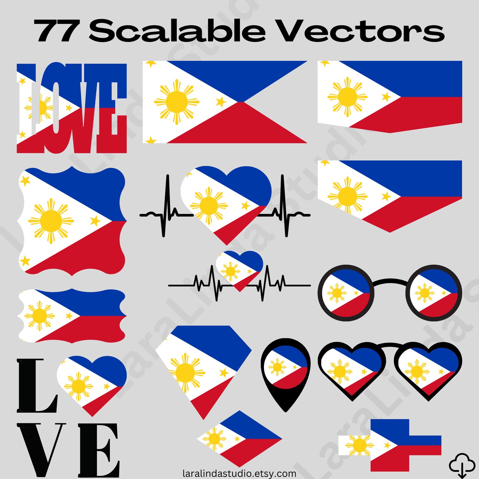 Philippines Flag Bundle 77 SVG & 77 PNG Printable Files for Ready to ...