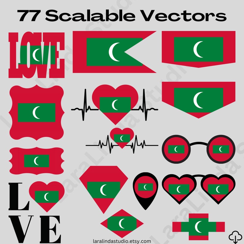 Maldives Flag Bundle 77 SVG & 77 PNG Printable Files for Ready to Use ...