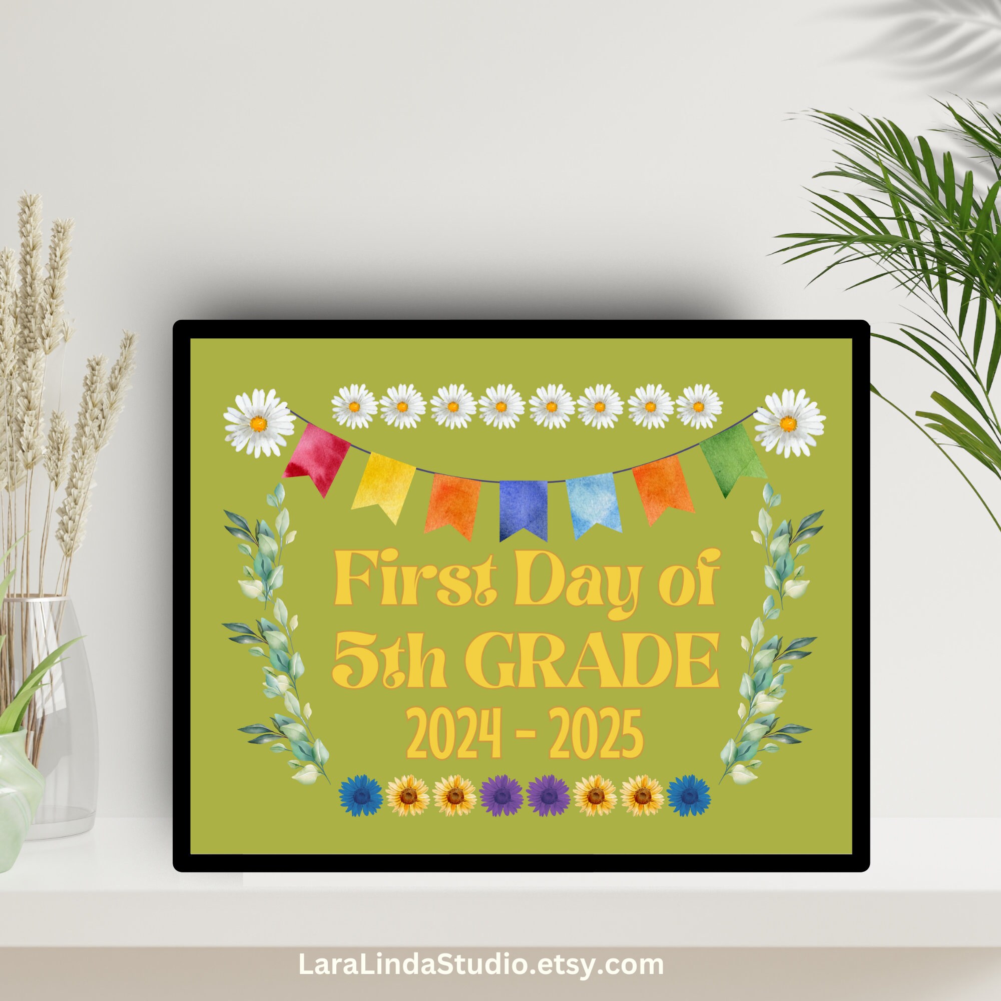 First Day of 5th Grade and Last Day of 5th Grade Signs 2024 2025 School ...