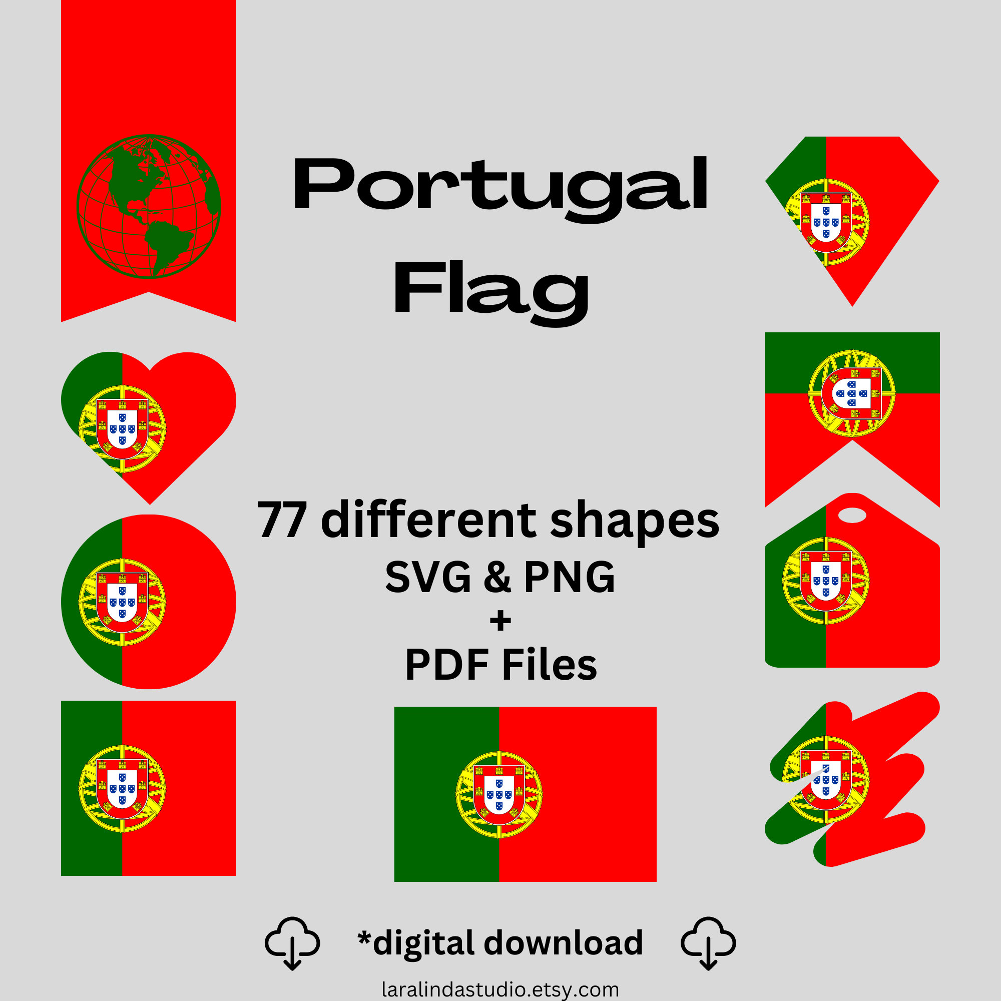 Portugal Flag Bundle 77 SVG & PNG Printable Files for Ready to Use ...
