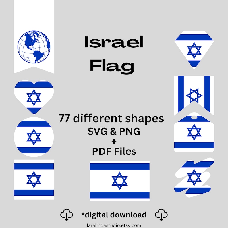 Israel Flag Bundle 77 SVG & 77 PNG Printable Files for Ready to Use ...