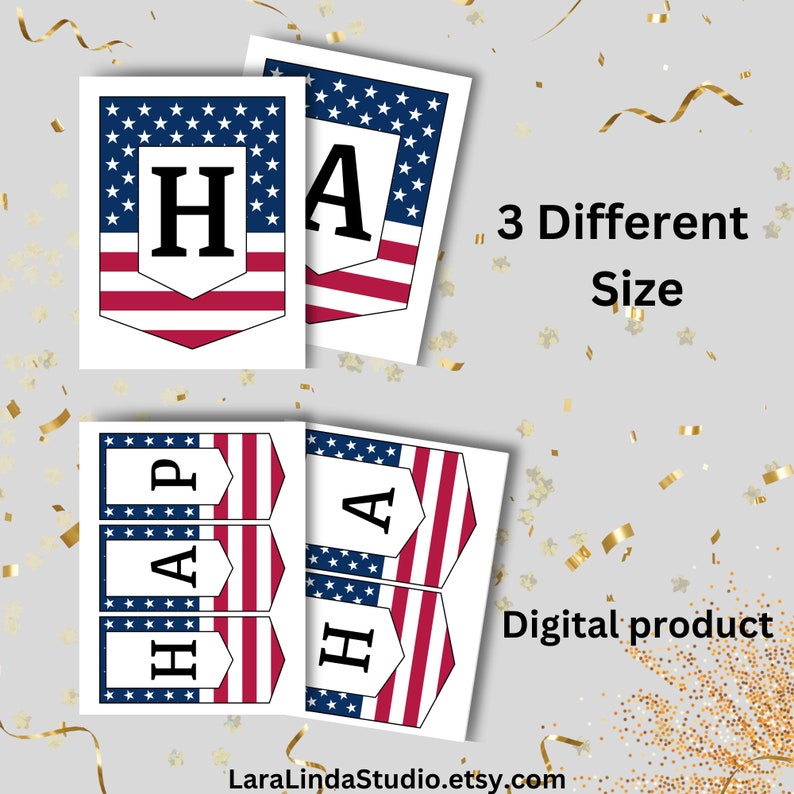 Happy Birthday Banner USA Flag Themed Birthday With Custom Words in 3 ...