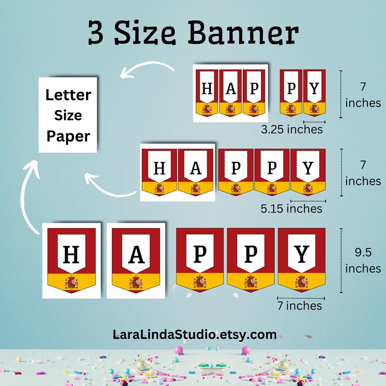 Happy Birthday Banner Spanish Flag Themed Digital Birthday Decoration ...
