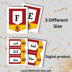 Happy Birthday Banner Spanish Flag Themed Digital Birthday Decoration ...