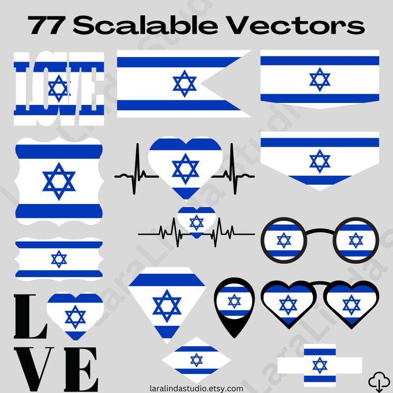 Israel Flag Bundle 77 SVG & 77 PNG Printable Files for Ready to Use ...