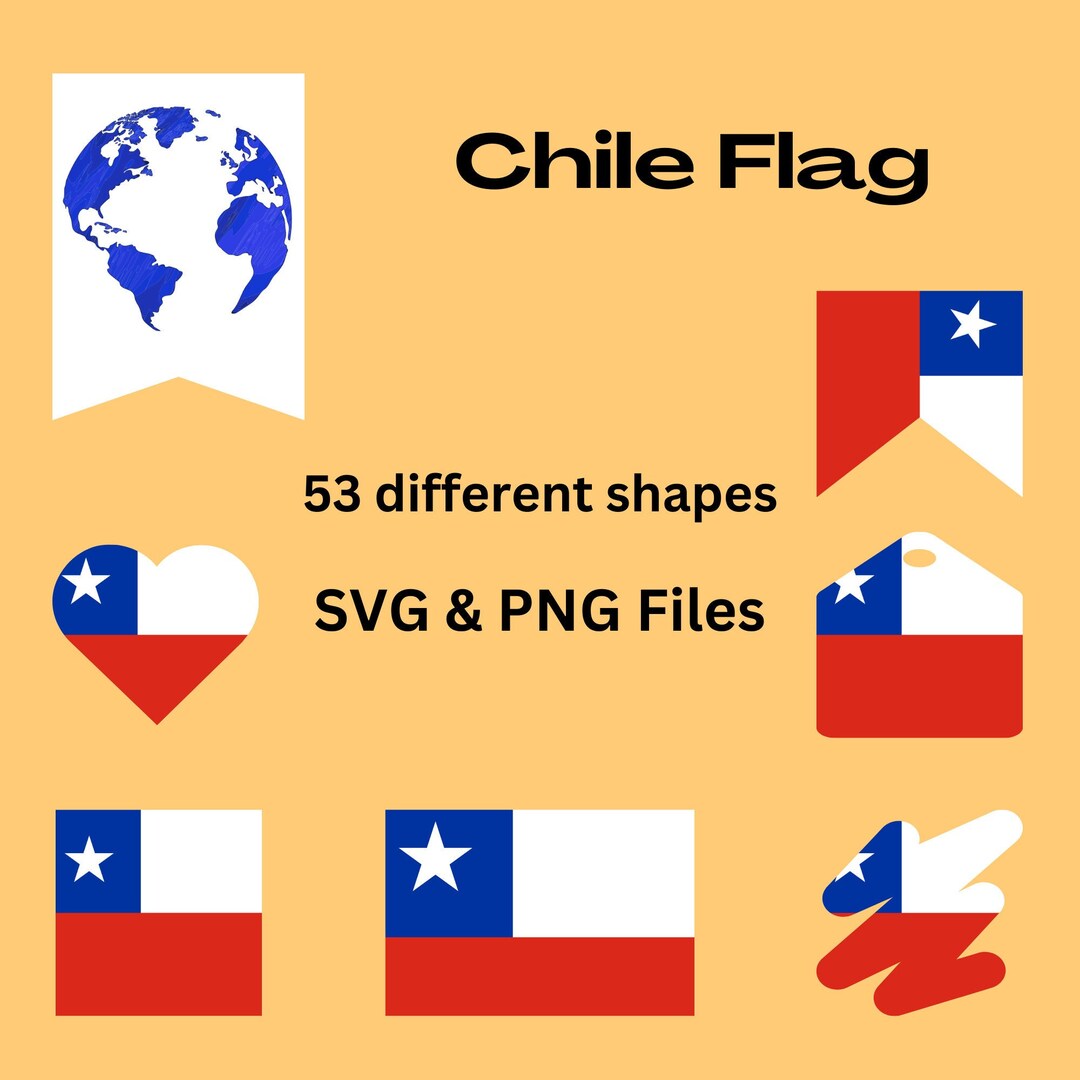 Chile Flag Bundle 53 SVG PNG Files for Ready to Print South America ...