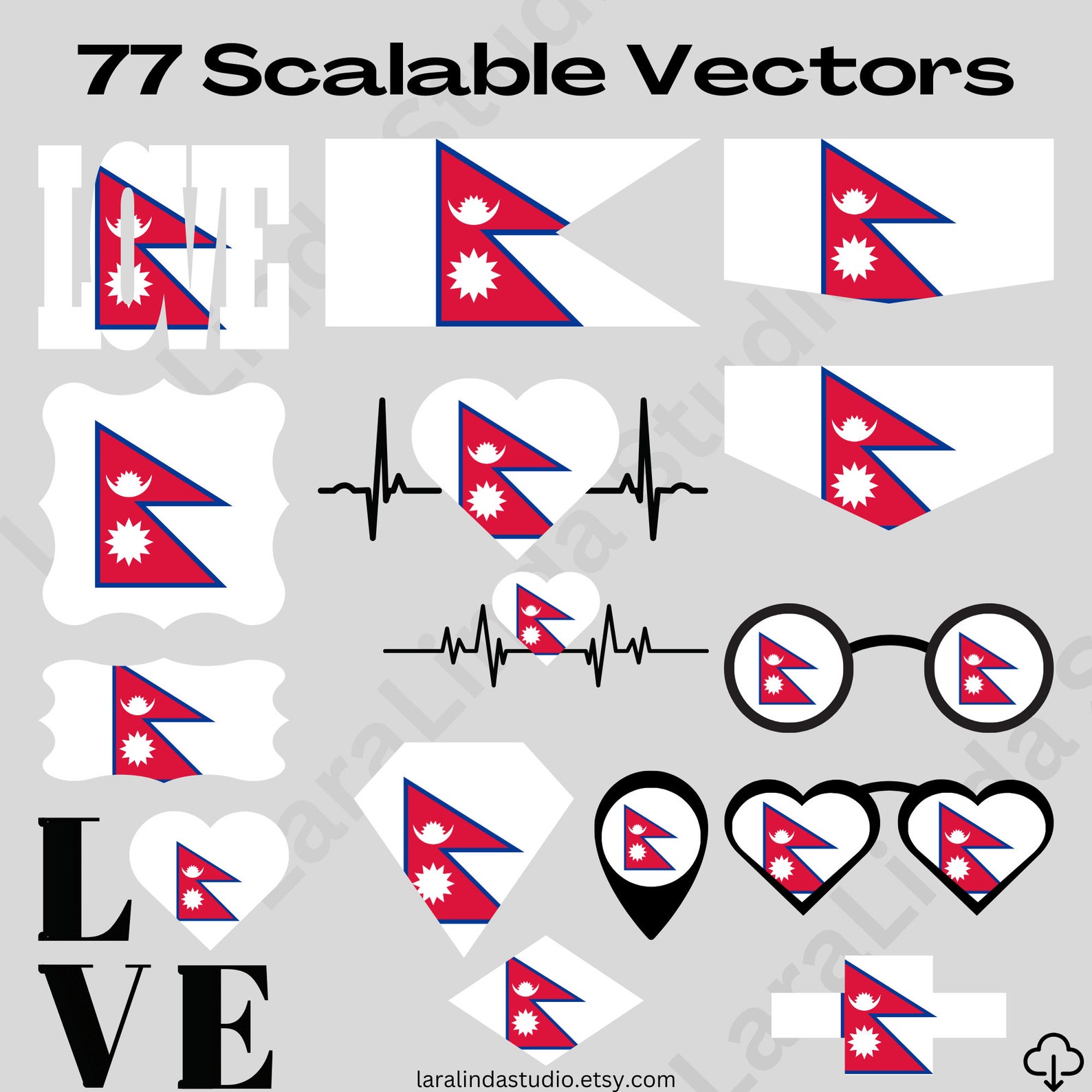 Nepal Flag Bundle 77 SVG & 77 PNG Printable Files for Ready to Use ...