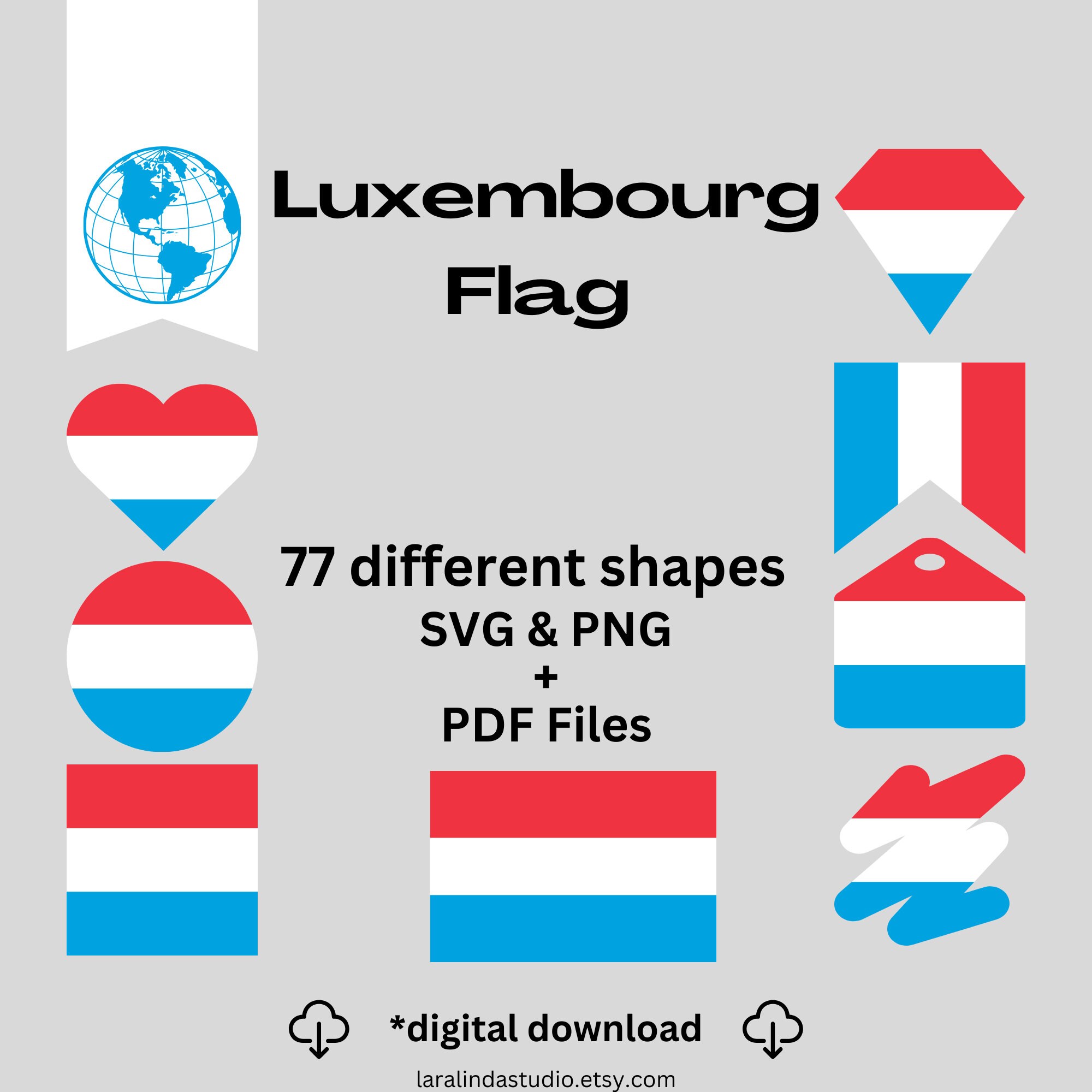 Luxembourg Flag Bundle 77 SVG & PNG Printable Files for Ready to Use ...