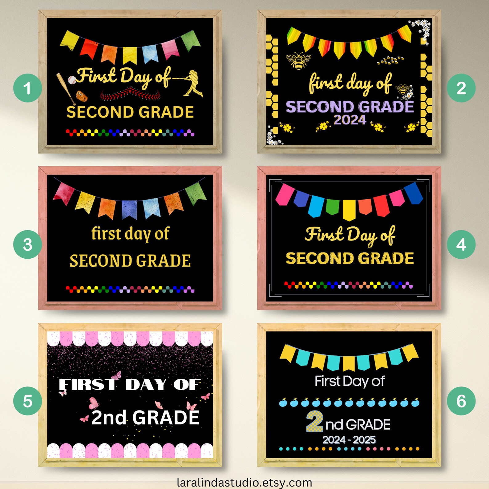 Printable First Day of Second Grade Sign 22 Different School Sign ...