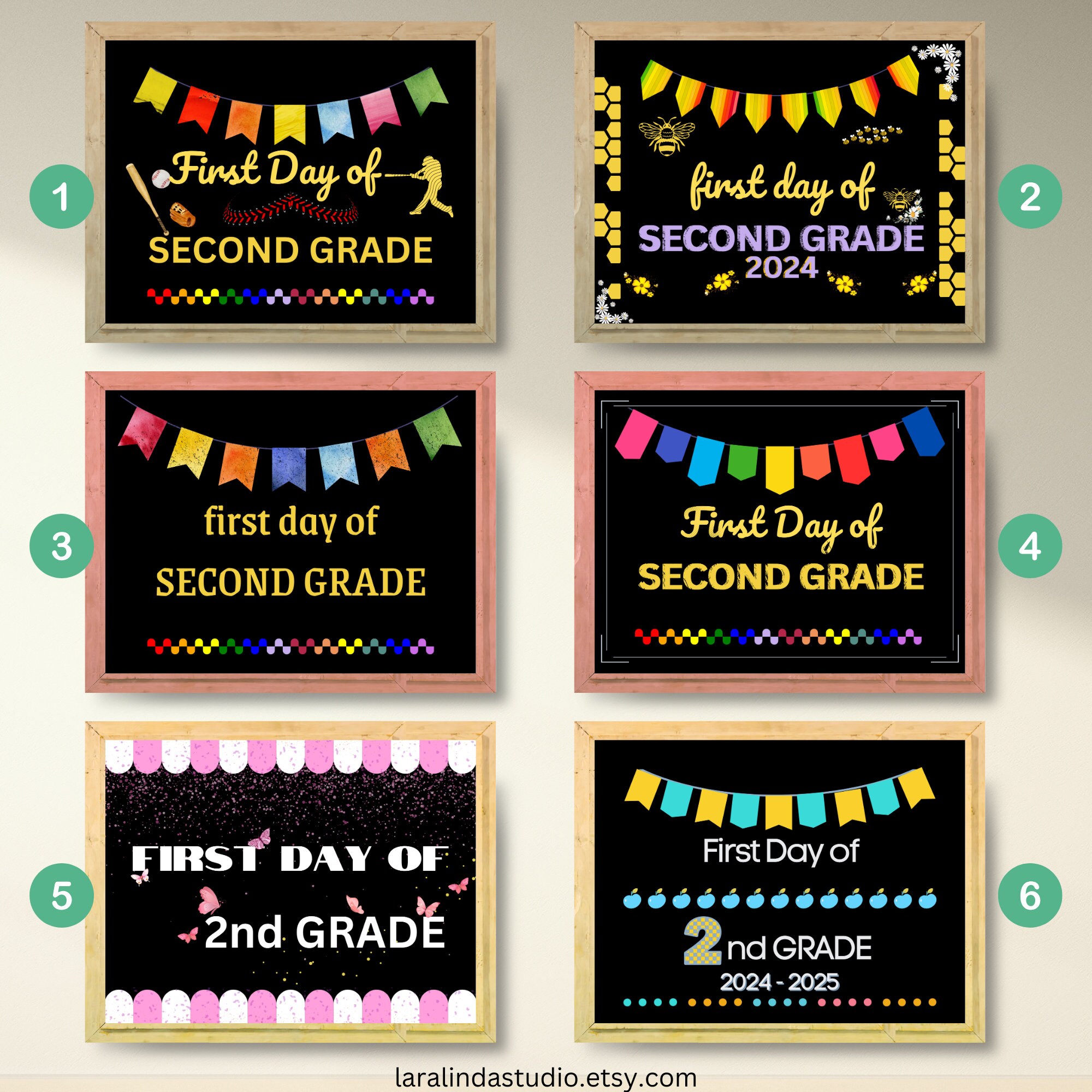 Printable First Day of Second Grade Sign 22 Different School Sign ...