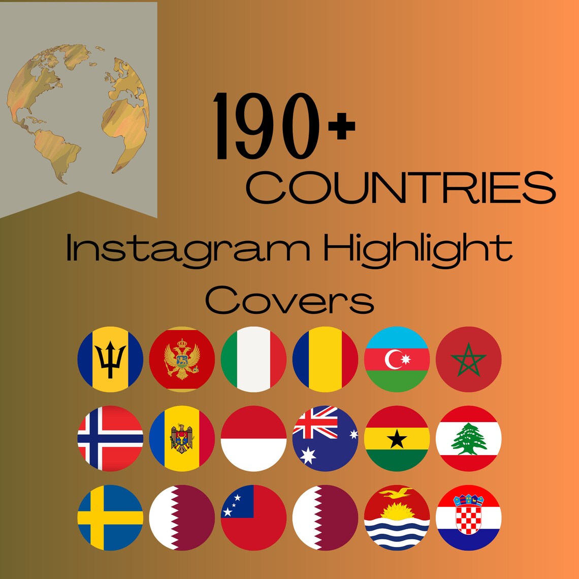 Country Flag Instagram Story Highlight Covers 190+ Instagram Flags ...