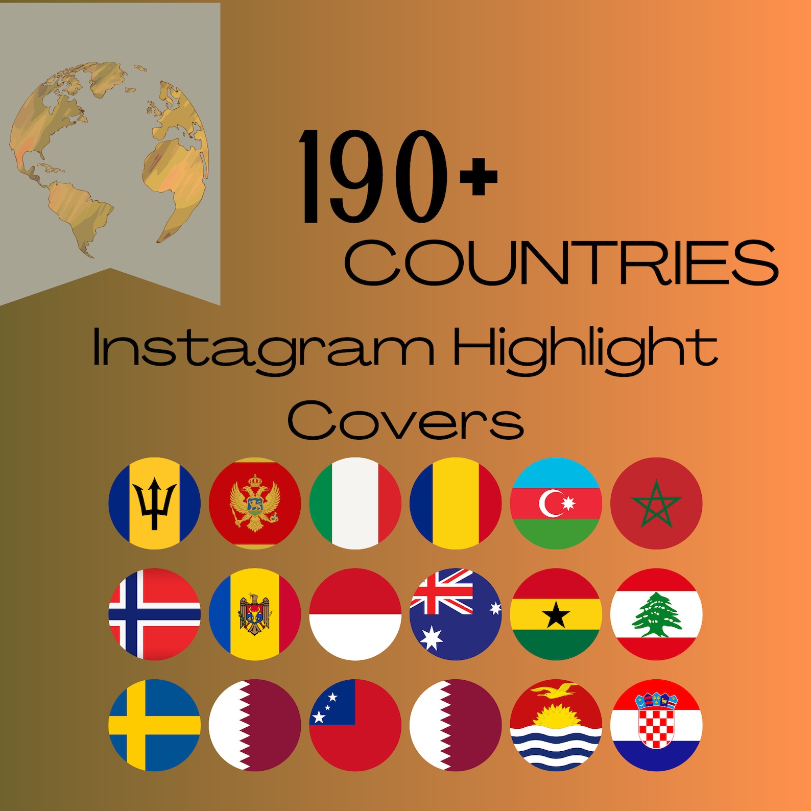 Country Flag Instagram Story Highlight Covers 190+ Instagram Flags ...