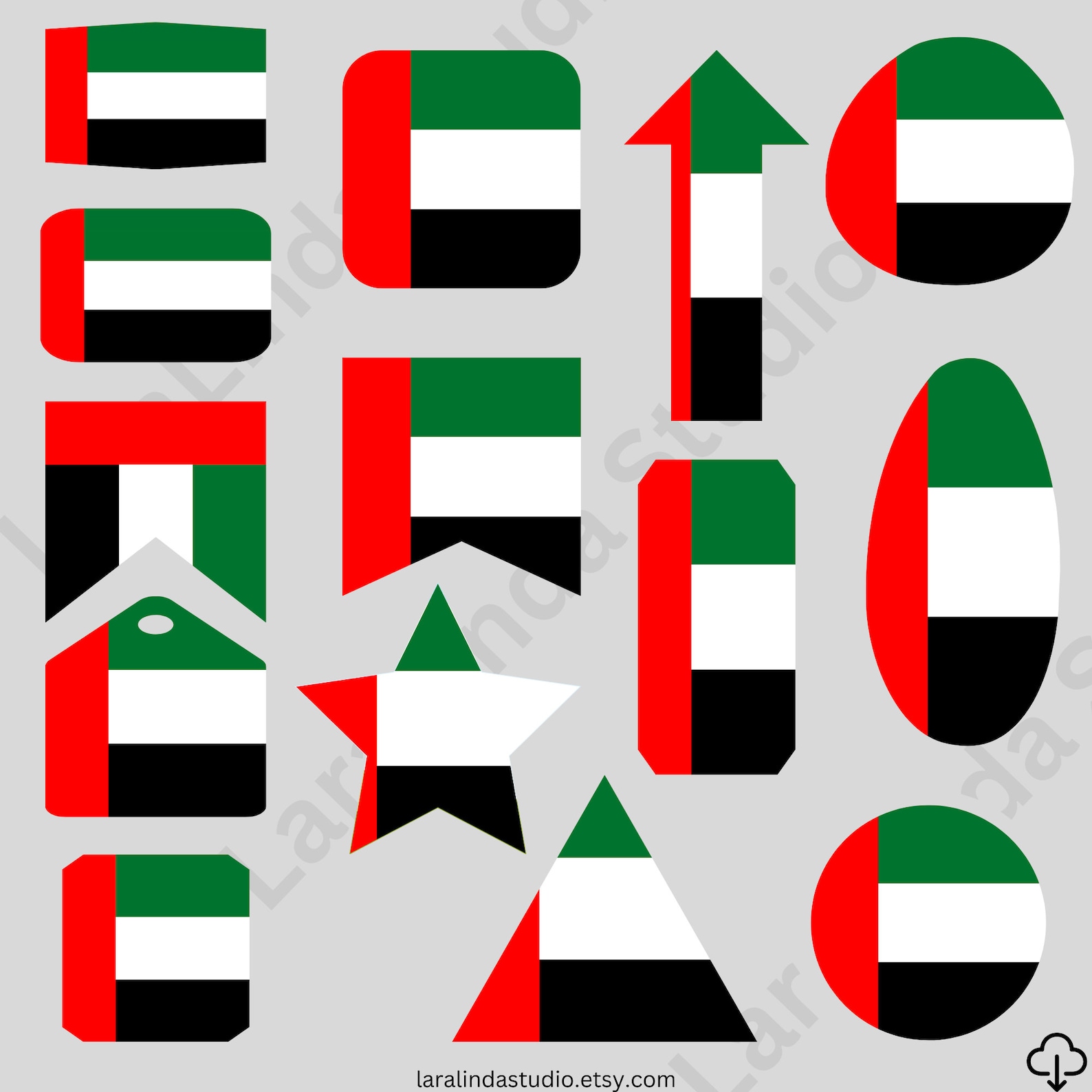 United Arab Emirates Flag Bundle 77 SVG & 77 PNG Printable Files for ...
