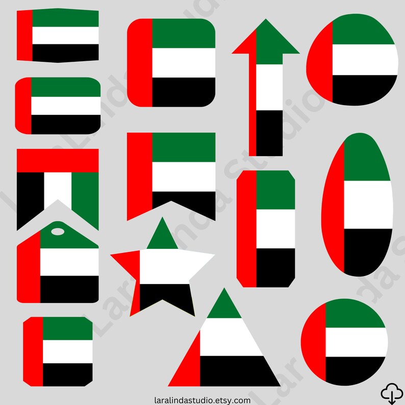 United Arab Emirates Flag Bundle 77 SVG & 77 PNG Printable Files for ...