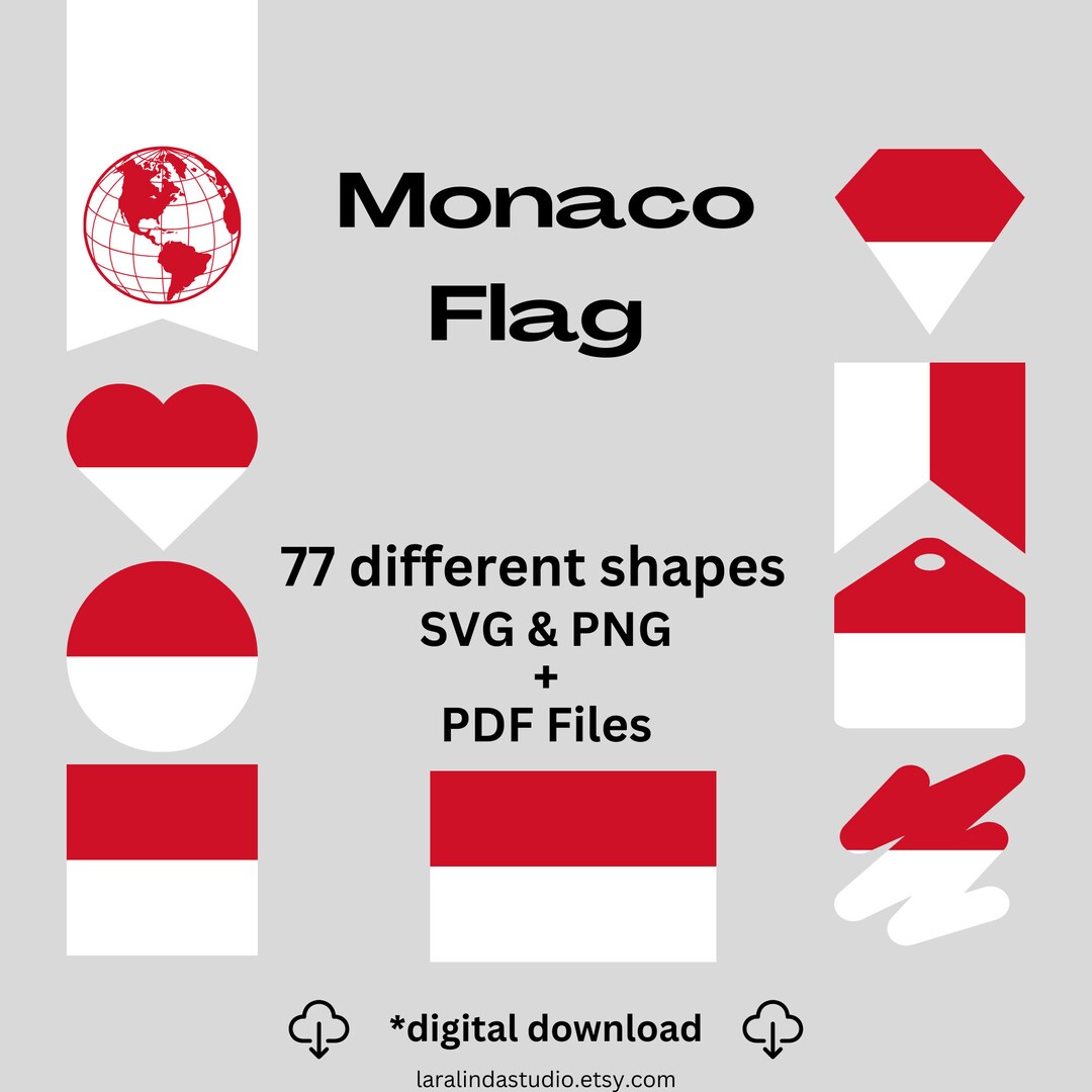 Monaco Flag Bundle 77 SVG & PNG Printable Files for Ready to Use ...