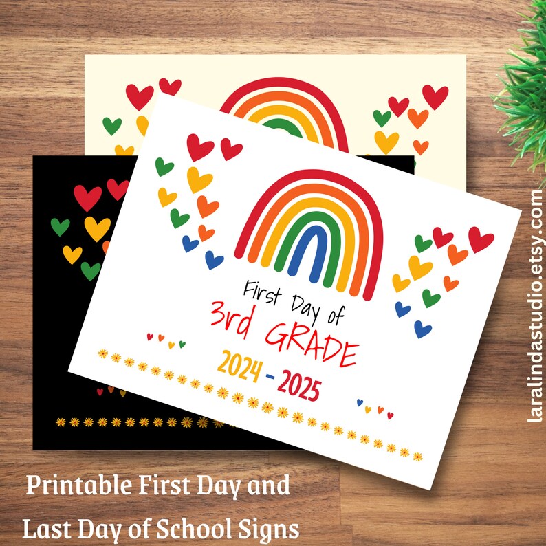 Printable First Day of 3rd Grade and Last Day of 3rd Grade Signs 2024 ...