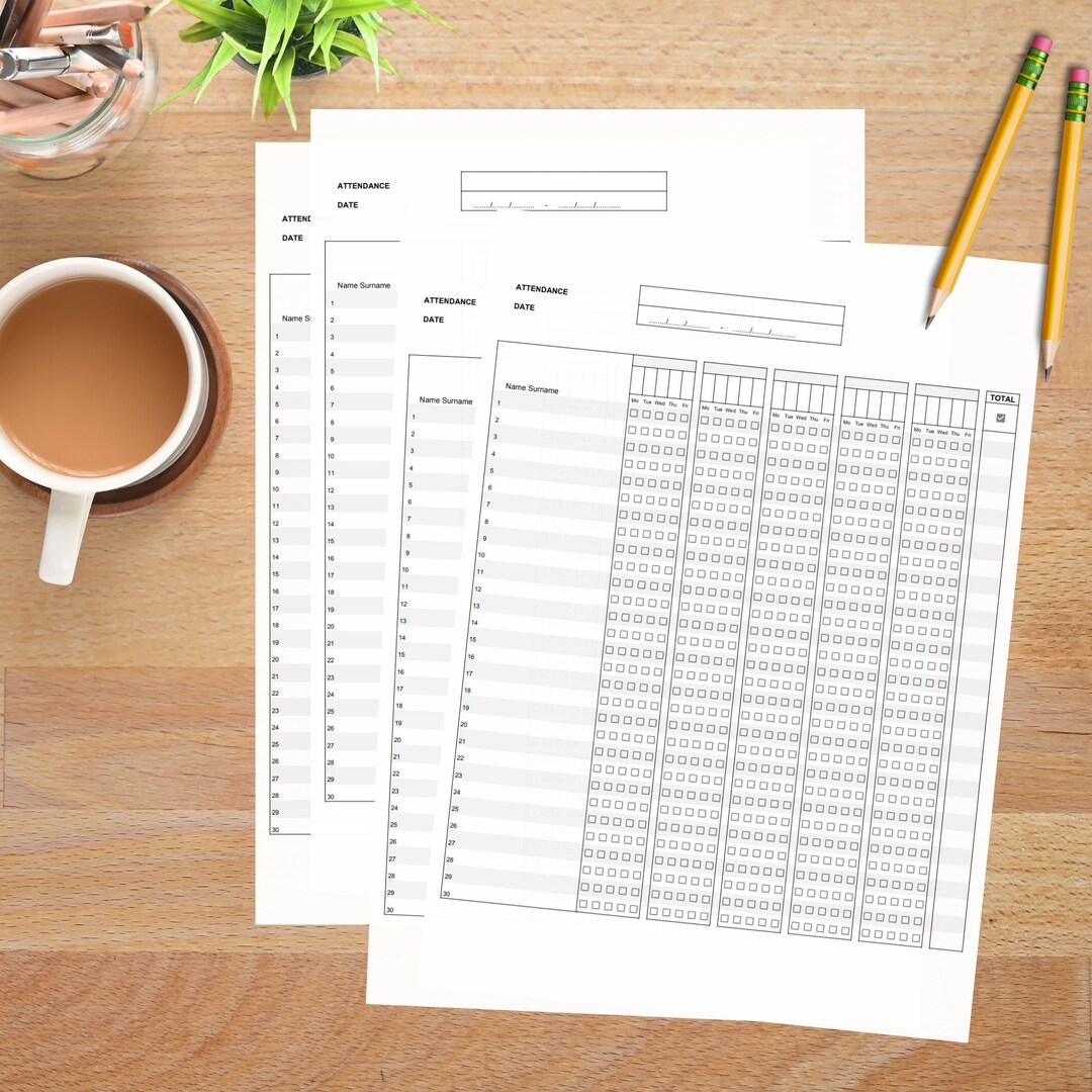 Daily Attendance Tracker Editable and Efficient Printable Attendance ...