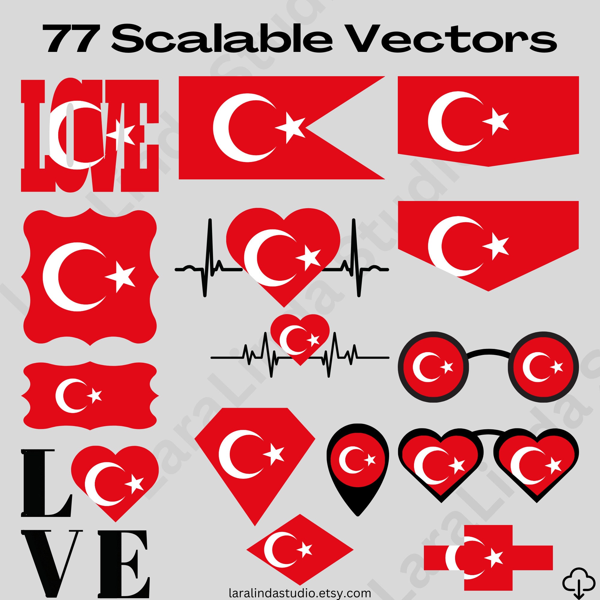 Turkey Flag Bundle 77 SVG & 77 PNG Printable Files for Ready to Use ...