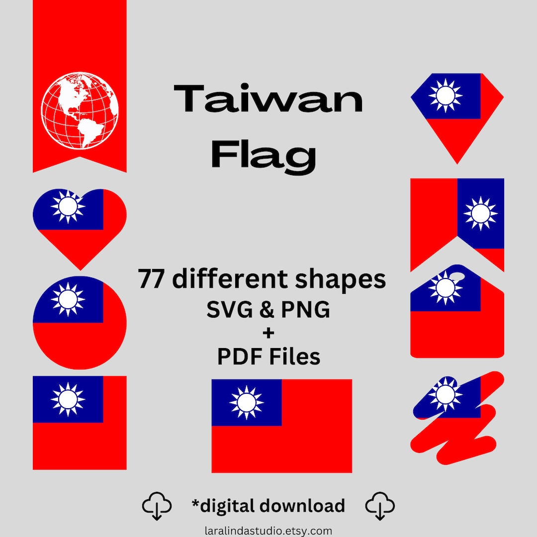Taiwan Flag Bundle 77 SVG & 77 PNG Printable Files for Ready to Use ...