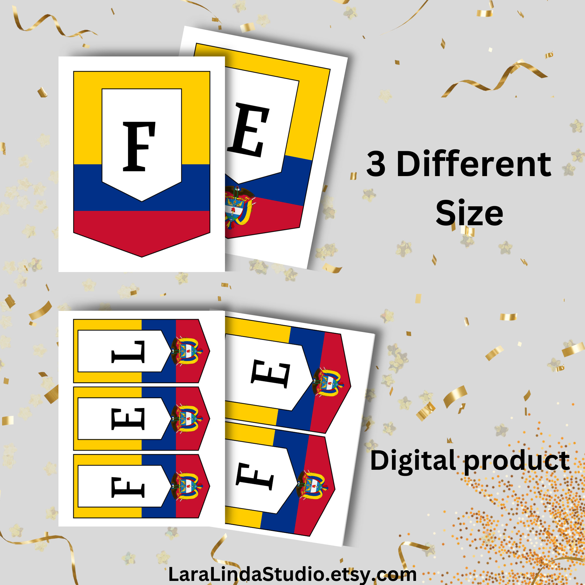 Happy Birthday Banner Colombia Flag Themed Digital Birthday Decoration ...