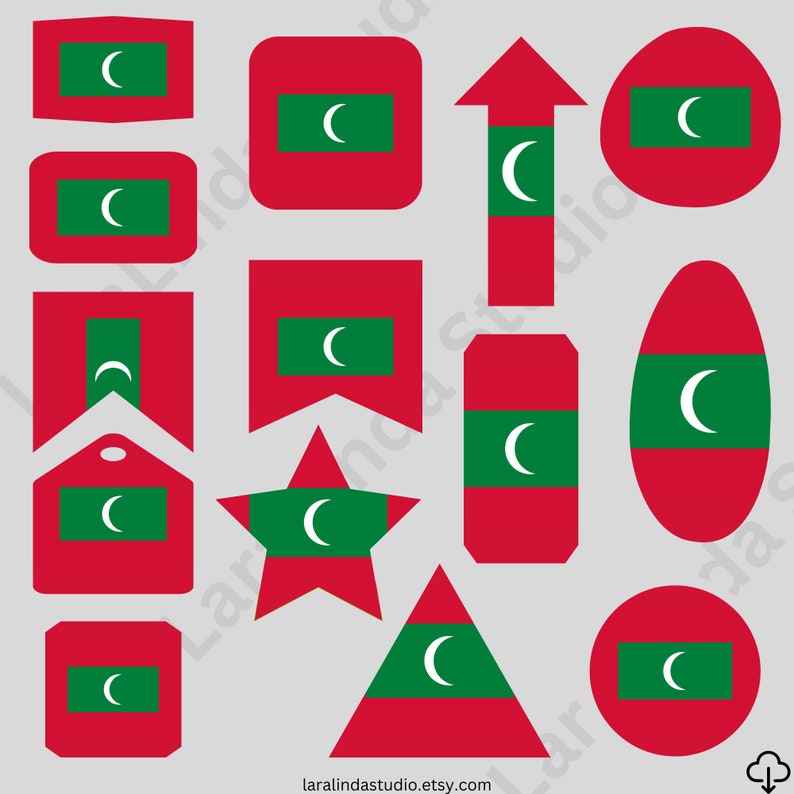 Maldives Flag Bundle 77 SVG & 77 PNG Printable Files for Ready to Use ...