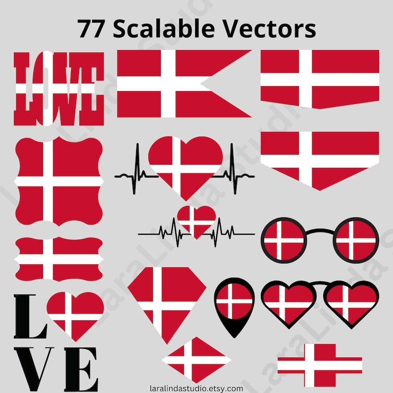 Denmark Flag Bundle 77 SVG & PNG Printable Files for Ready to Use ...