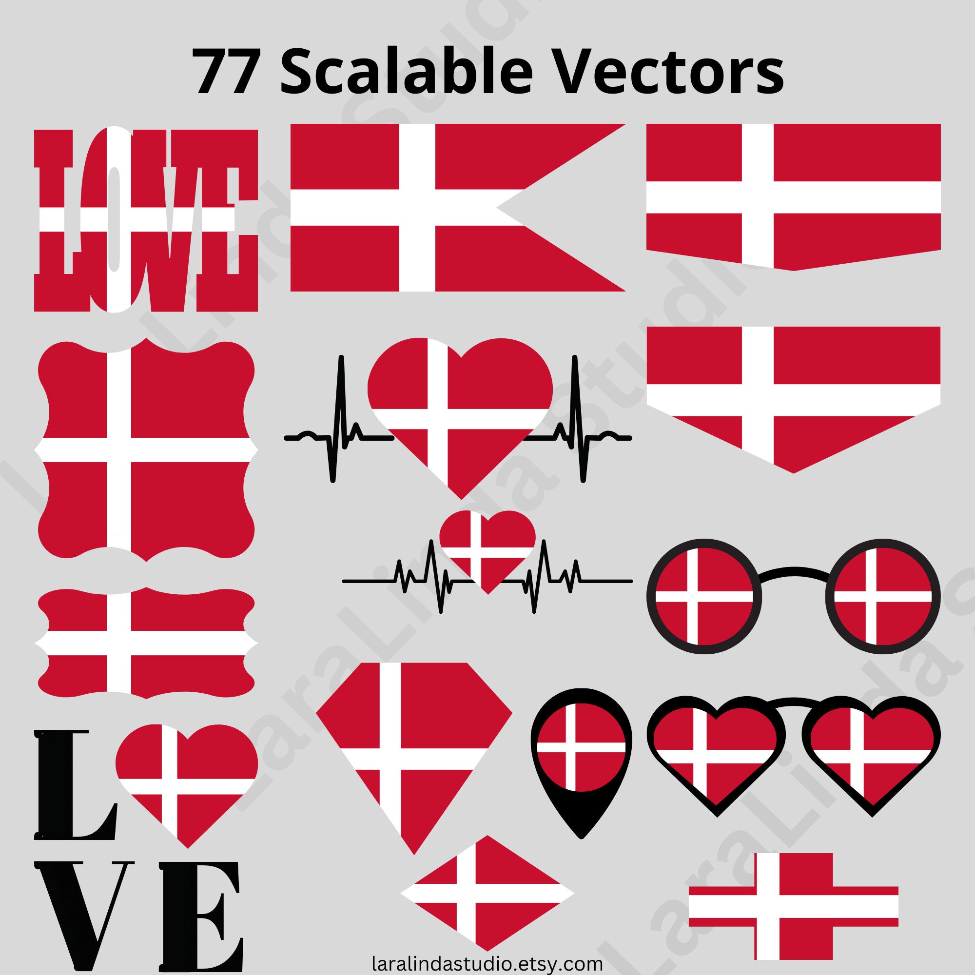 Denmark Flag Bundle 77 SVG & PNG Printable Files for Ready to Use ...