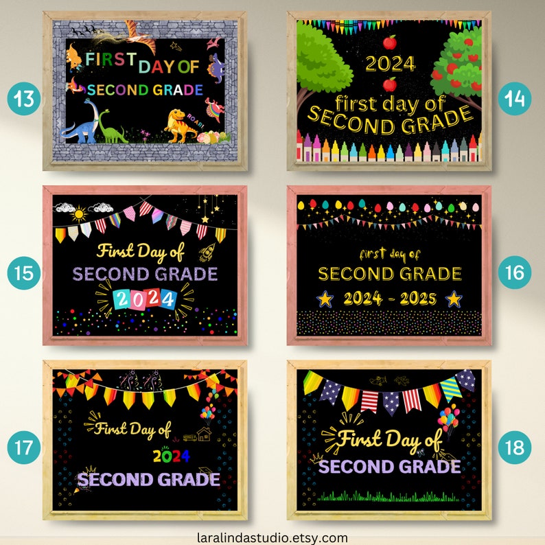 Printable First Day of Second Grade Sign 22 Different School Sign ...