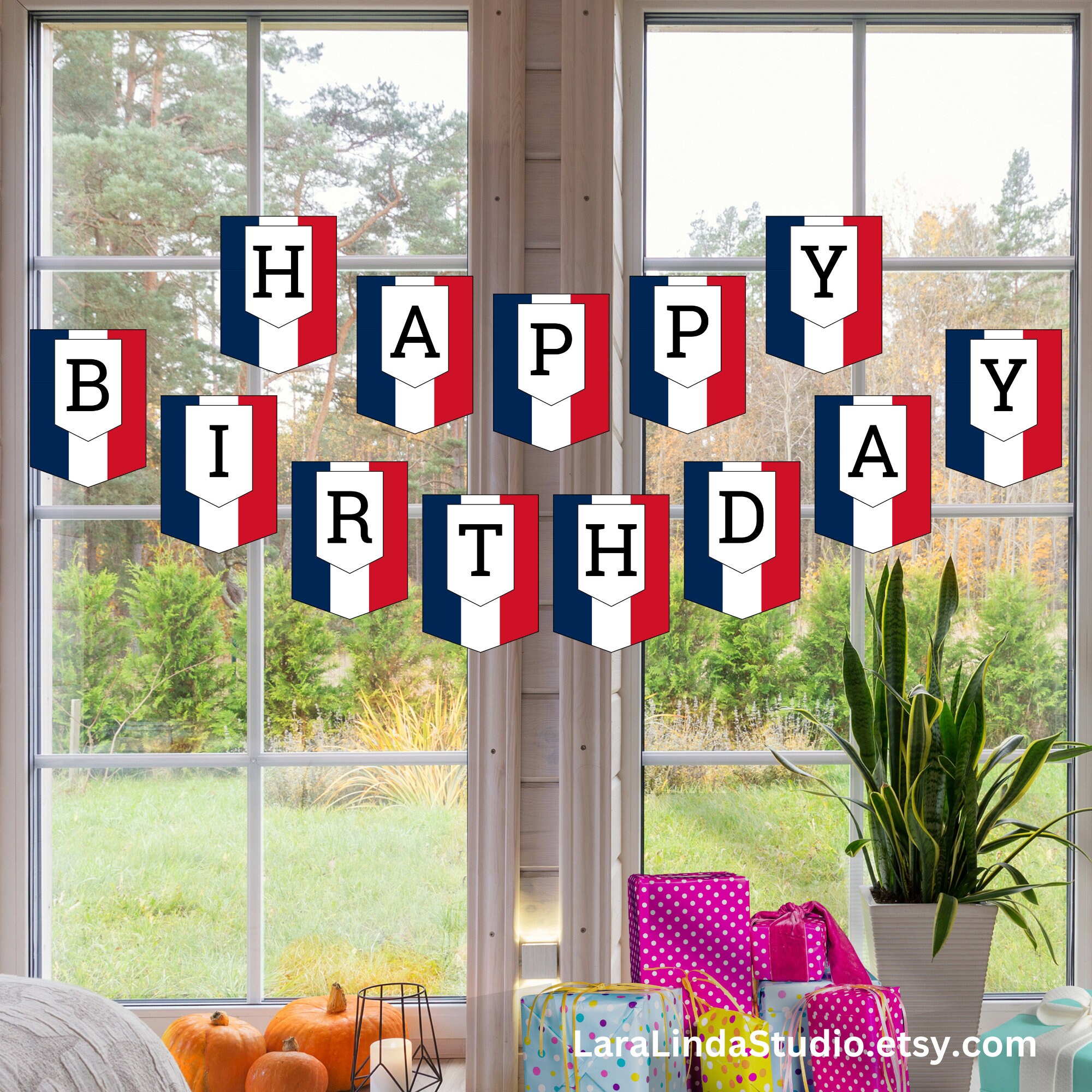 France Flag Themed Birthday Banner Happy Birthday Decoration Printable ...