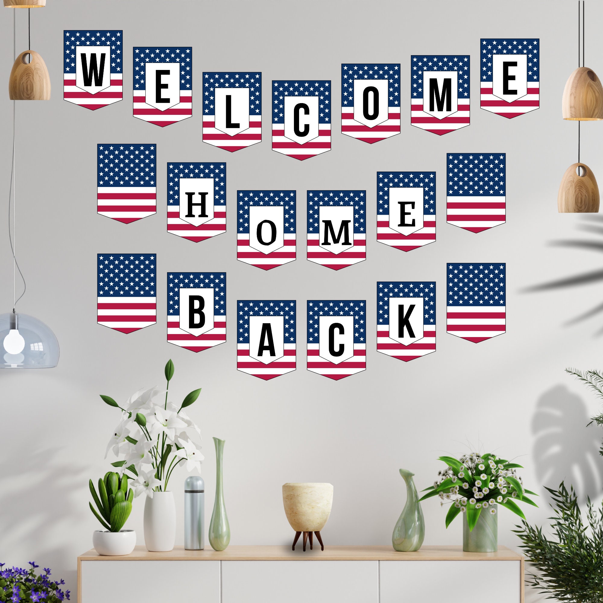 Welcome Back Banners for USA Flag Theme Welcome Party With Custom Words ...