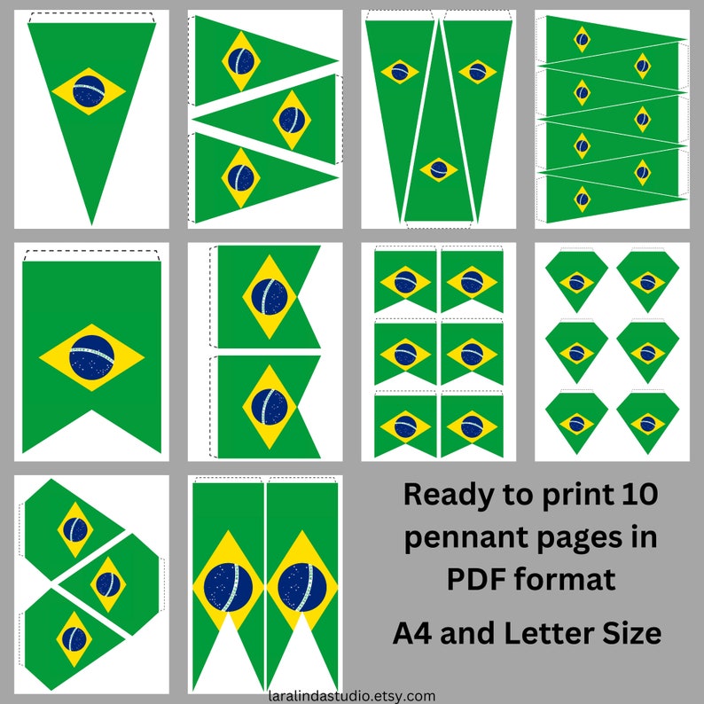 Brazil Flag Bundle 77 SVG & PNG Printable Files for Ready to Use ...
