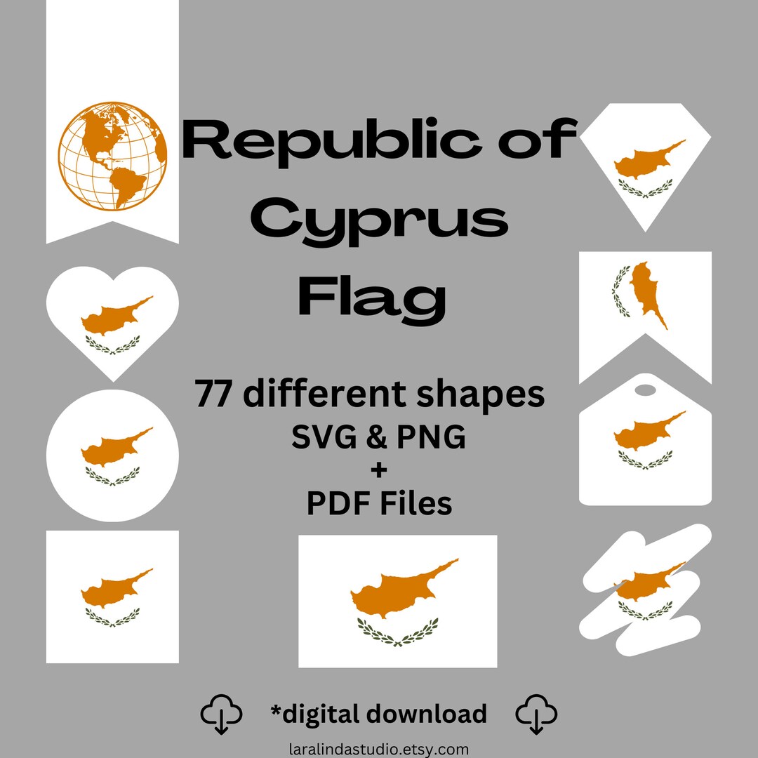Republic of Cyprus Flag Bundle 77 SVG & 77 PNG Printable Files for ...