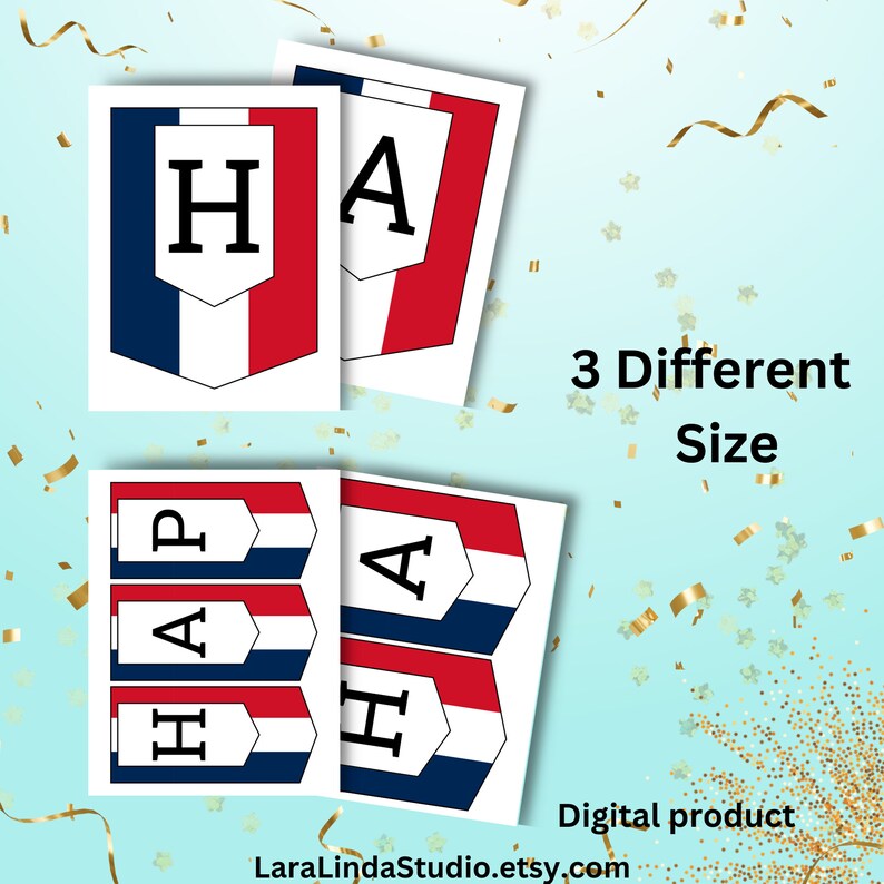 France Flag Themed Birthday Banner Happy Birthday Decoration Printable ...