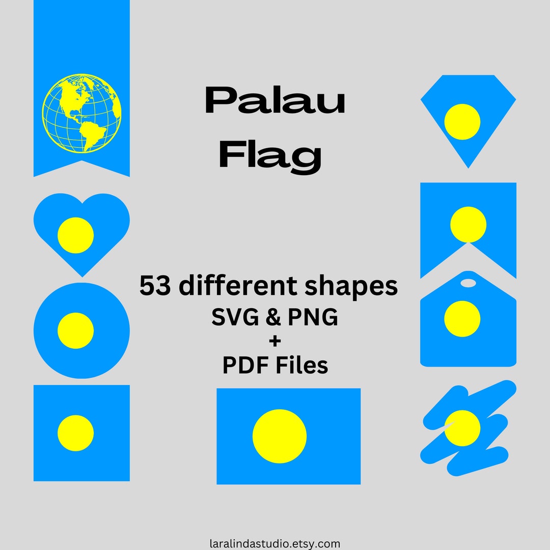 Palau Flag Bundle 53 SVG & PNG Printable Files for Ready to Use Designs ...