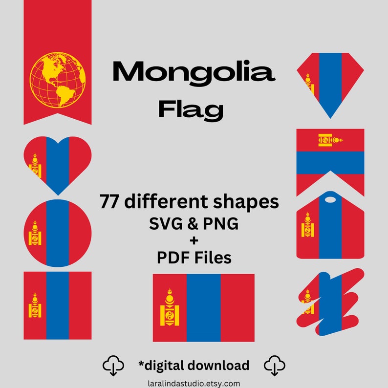 Mongolia Flag Bundle 77 SVG & 77 PNG Printable Files for Ready to Use ...