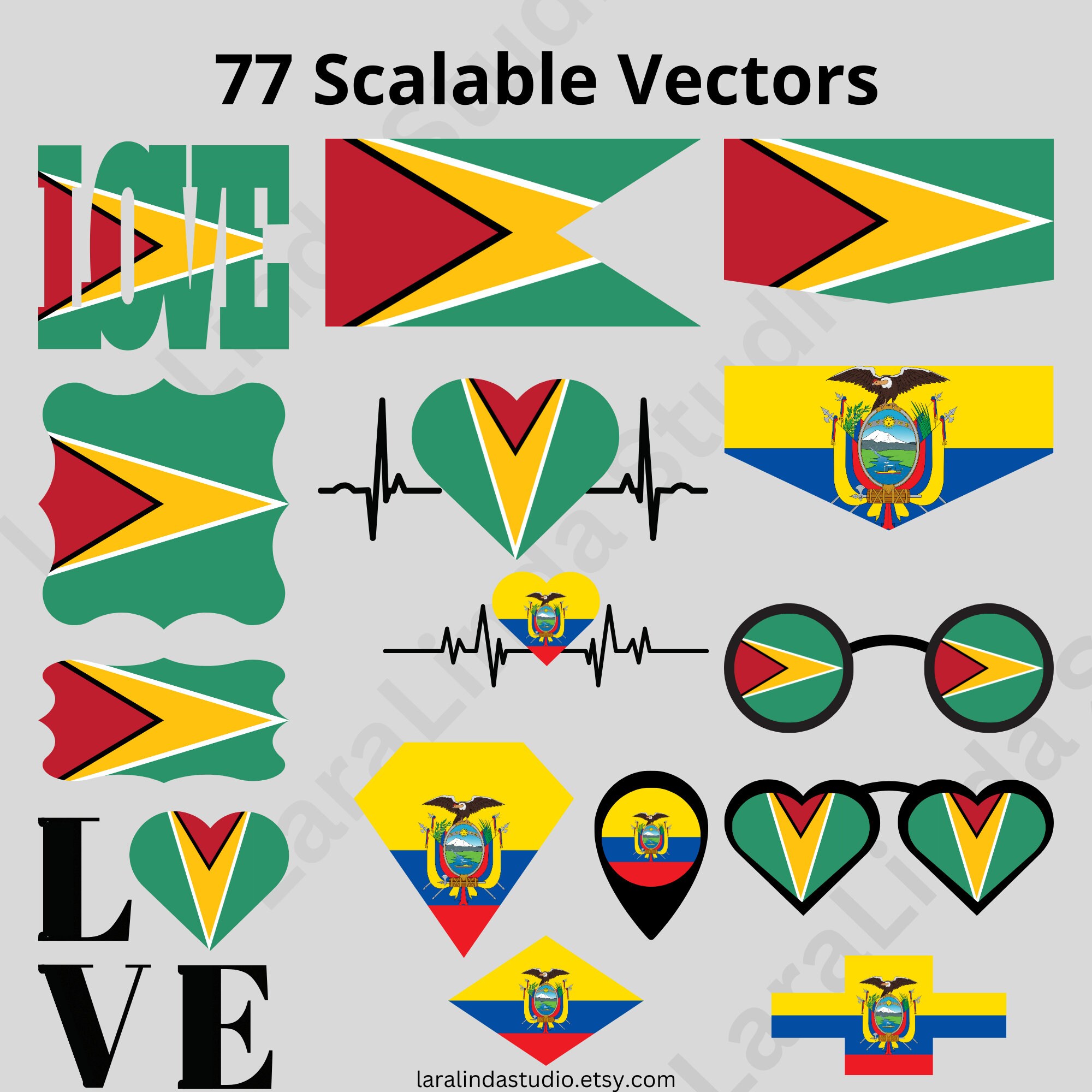 Guyana Flag Bundle 77 SVG & PNG Printable Files for Ready to Use ...