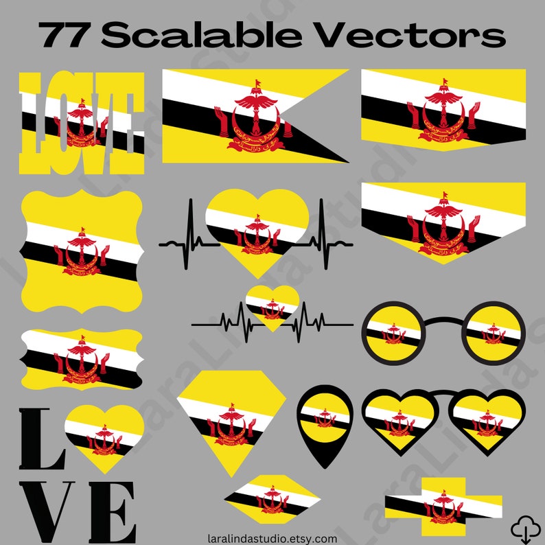 Brunei Flag Bundle 77 SVG & 77 PNG Printable Files for Ready to Use ...