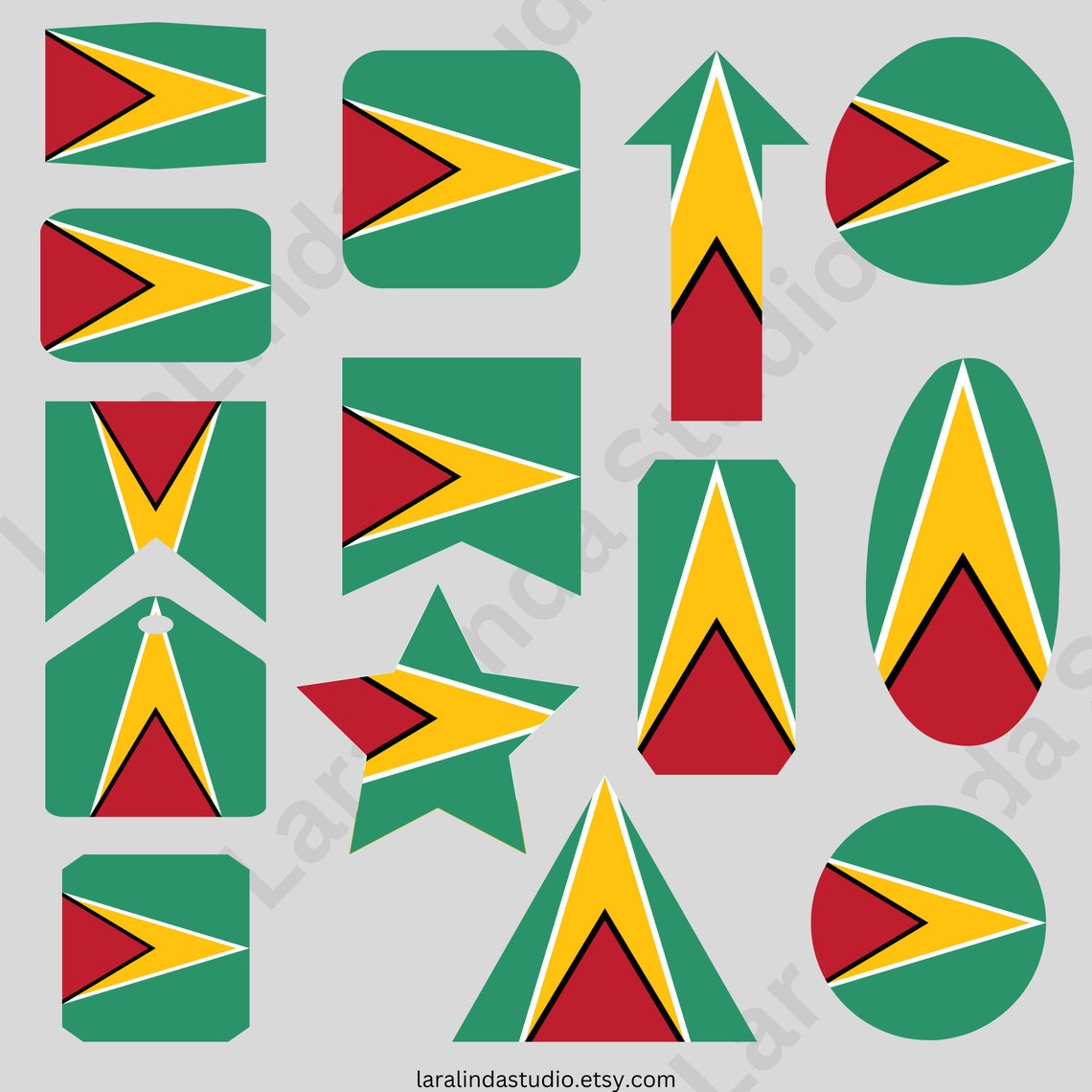 Guyana Flag Bundle 77 SVG & PNG Printable Files for Ready to Use ...
