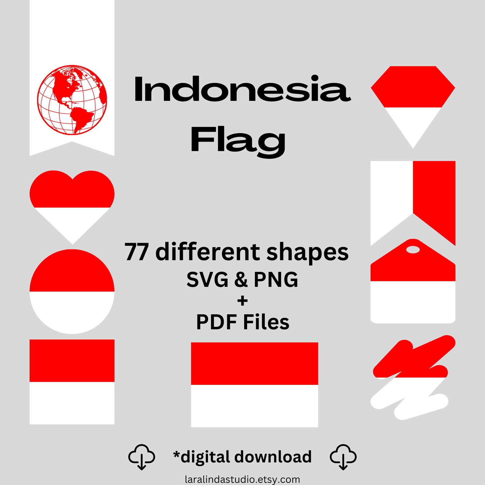 Indonesia Flag Bundle 77 SVG & 77 PNG Printable Files for Ready to Use ...